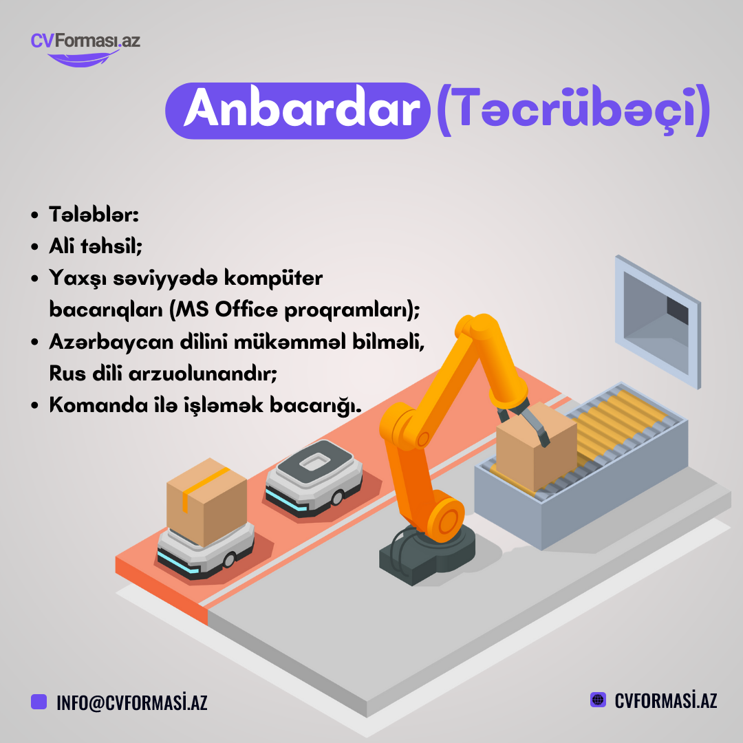 Anbardar vakansiya (Təcrübəçi) - 2022 - CV forması